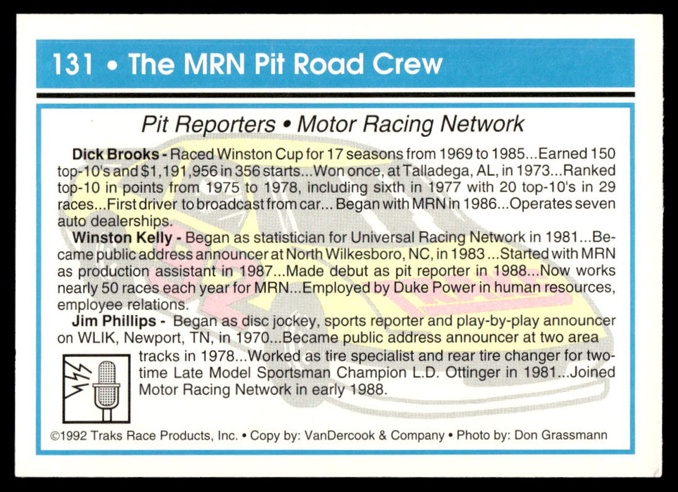 The MRN Pit Road Crew 1992 Traks # 131 Base — Collectible Craze America